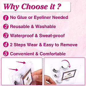 Self Adhesive Eyelashes 3 Styles False Lashes Natural Look Wispy Cat Eye Fake Eyelashes Reusable Adhesive Natural Lashes