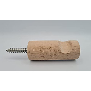 Simba Shop 4 PCS Wooden Wall Hook Hanger Bathroom Towel Hooks Coat and Hat Hooks Beech Wood Handmade Woodwork