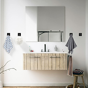 pickpiff 6-Pack Adhesive Hooks for Hanging, Extra Sticky Stainless Bathroom Towel Hanger, Holds up to 13LB, Coat Hooks for Door or Shower Tile Wall, Self-Adhesive Heavy Duty, Black