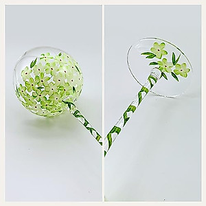 STSQTCUKT Hand-painted Wine Glass Cocktail Glass Flowers Artisan Painted 15oz Personalized Gift for Women (Pear)