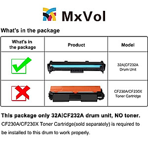 MxVol Compatible Drum Unit Replacement for HP 32A CF232A Drum Yields Up to 23,000 Pages use for HP Laserjet Pro M148dw M203dw M227fdw M118dw M148fdw M227fdn Printer, 1-Pack