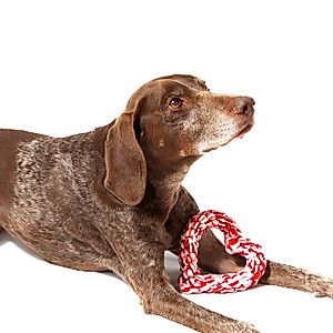Midlee Valentine's Heart Rope Dog Toy (6" x 6")- Pink, Red, White Cotton Chew Gift