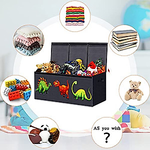 ANNKIE Extra Large Toy Box Chest for Boys, Collapsible Sturdy Storage Bins with Lids, Large Toy Box Chest Storage Organizer for Kids,Girls, Nursery Room, Playroom, Closet, 40.6"X16.5"X14.2"(Dinosaur)
