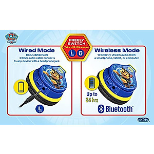 eKids Paw Patrol Kids Bluetooth Headphones, Wireless Headphones with Microphone Includes Aux Cord, Volume Reduced Kids Foldable Headphones for School, Home, or Travel
