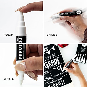Erasable Liquid Chalk Markers White 2PK - Fine Tip Chalk Marker for Chalkboard - Bright Ink & Easy to Erase - 3mm Reversible Tip for Bullet or Chisel Point - White Bistro Chalk Markers for Blackboard