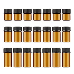 JJKMALL 1ml/2ml/3ml Mini Amber Glass Vial Essential Oil Bottles with Orifice Reducer and Cap for Essential Oils, Chemistry Lab Chemicals, (30 pcs) (1ml 10pcs 2ml 10pcs 3ml 10pcs)