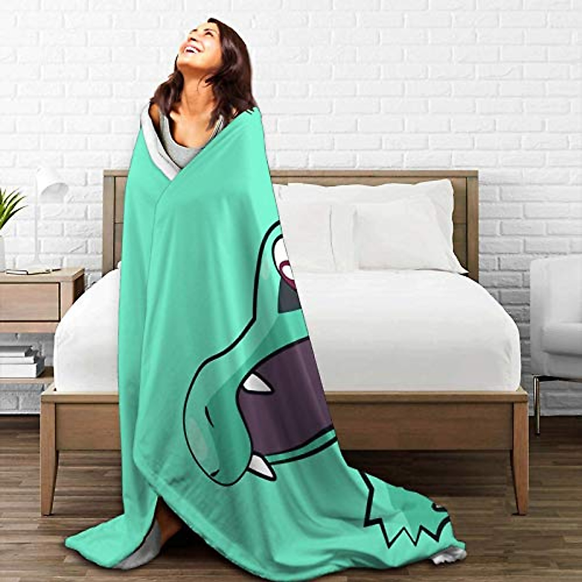 Fluffy Blanket Happy Totodile Bed Blankets Super Soft Reversible Sherpa Fleece Blanket Throws 60" X50