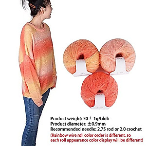 Mohair Yarn for Knitting & Crocheting, 3 Skeins Gradient Multi Color Wool Yarn Soft Fuzzy Mohair Knitting Yarn for Crochet Baby Clothes Hats Sweater Scarf, 30g/Skein