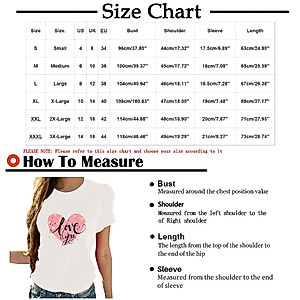 Women Love Heart Graphic Tees Shirt Short Sleeve Tops Tshirts Regular Fit Tunic Blouse Cute Funny Gift Clothes 2023