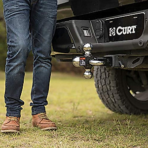 CURT 45675 Multi-Ball Trailer Hitch Ball Mount, 1-7/8, 2, 2-5/16-Inch Balls and Tow Hook, Fits 2-Inch Receiver, 10,000 lbs