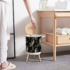 Small Trash Can with Lid Embroidery Griffin Medieval Gothic Tapestry Renaissance Style Round Recycle Bin Press Top Dog Proof Wastebasket for Kitchen Bathroom Bedroom Office 7L/1.8 Gallon
