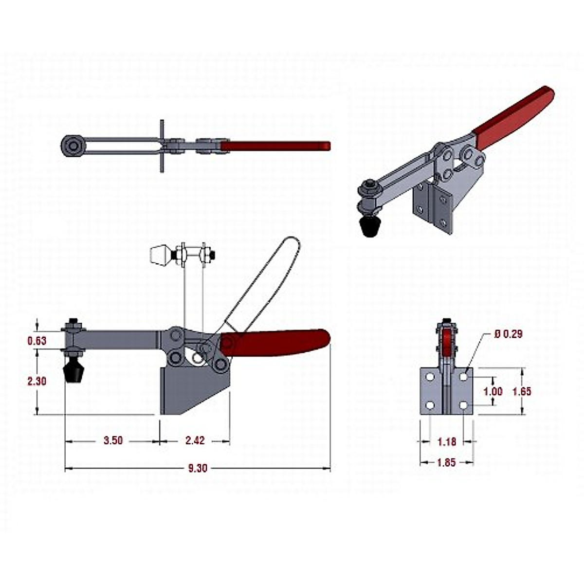 Smoker lid clamp, Side Mount Push (1) BBQ Toggle Clamps Horizontal Handle Toggle Clamp 202 FL