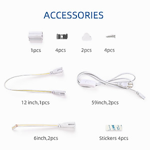 LELEJU LED Shop Light 2FT, 1100lm, 6000K, 10W, LED Under Cabinet Lights and T5 Led Light Fixture, Under Cabinet Lighting, Corded Electric with ON/Off Switch (Pack of 2)