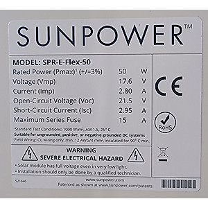 SunPower 50 Watt Flexible Monocrystalline High Efficiency Solar Panel