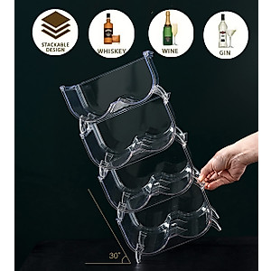 KNC Stackable Vertical Free-Standing Water Bottle Holder - Wine Rack Storage Organizer for Kitchen Countertops, Pantry, Refrigerator,Ideal Storage for Wine, Soda, Pop and Beer - Clear
