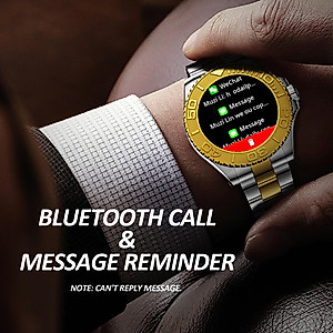 Loluka Smart Watch for Android Phones Answer/Make Calls SMS Reminder Exercise Smartwatch Compatible iPhone Stainless Steel Fitness Watch Men