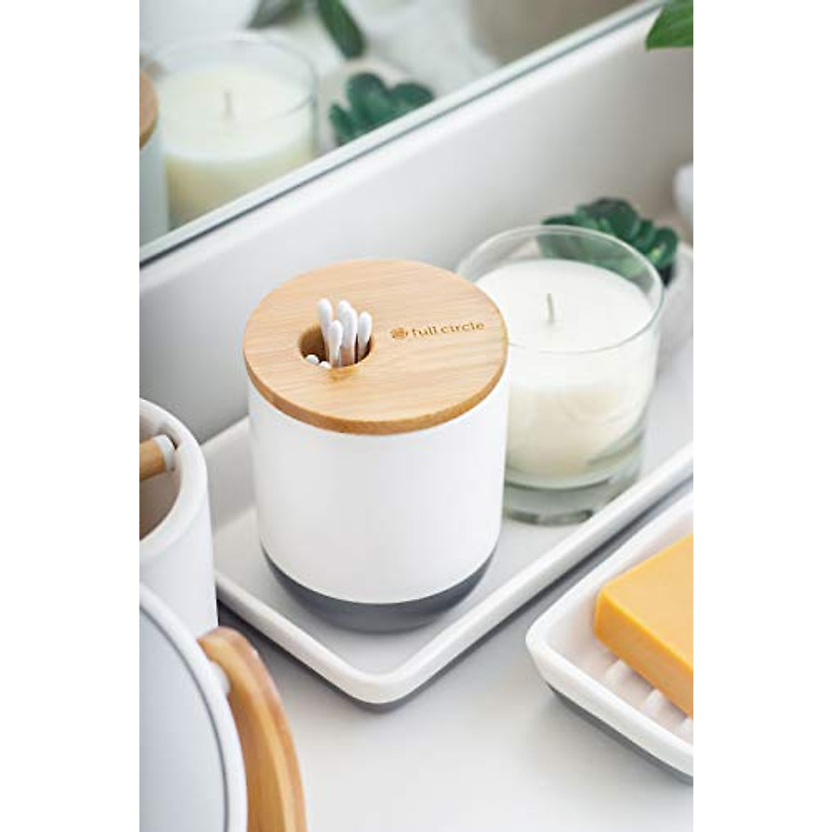 Full Circle Pick, Cotton Swab and Q-Tip Canister, White
