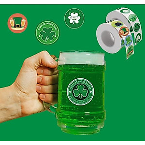 1000pcs St Patricks Day Stickers for Kids, 2 Pack Cute Shamrock Roll Stickers for Water Bottles St Patricks Day Decorations Decor for Envelopes Cards Bags Boxes Wrap Cards Party