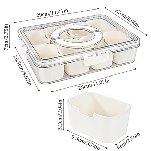 Amzcku Divided Serving Tray with Lid and Handle - Snackle Box Charcuterie Container for Portable Snack Platters - Clear Organizer for Candy, Fruits, Nuts, Snacks - Perfect for Party, Entertaining