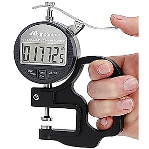 Mxmoonfree Digital Thickness Gauge 0.001mm/0.00005" | 0-12.7mm/0.5" Electronic Micrometer Thickness Meter with LCD Display, Unit Conversion, Storage Case, Extra Battery