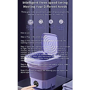 Portable Washing Machine, 8L High Capacity Mini Washer with 3 Modes Deep Cleaning Half Automatic Washt, Foldable Washing Machine with Soft Spin Dry for Socks, Baby Clothes, Towels (Purple)