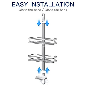 Kitstorack Shower Caddy Over Shower Head,3 Tier Aluminum Bathroom Hanging Shower caddy,Bathroom Accessories Storage Rustproof Shower Shelves with Soap Holder Razor Holder for Bathroom Organizer