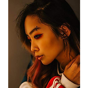 Ofeiyaa 38Pcs Stainless Steel Nose Rings Geometric Nose Studs Septum Ring Hoop Cartilage Stud Nose L & I Shape Body Piercing Jewelry for Women Silver Rose Gold Tone (A2:38pcs,S Silver Stone)