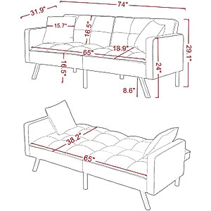 Tufted Upholstered Futon Sofa Daybed Modern Convertible Loveseat Sofa & Couch Soft Convenient Nap Sleeper Couch Bed for Home Office Apartment Furniture Sets