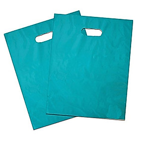 50 12x15 Glossy Teal Blue Plastic Merchandise Bags w/Handles
