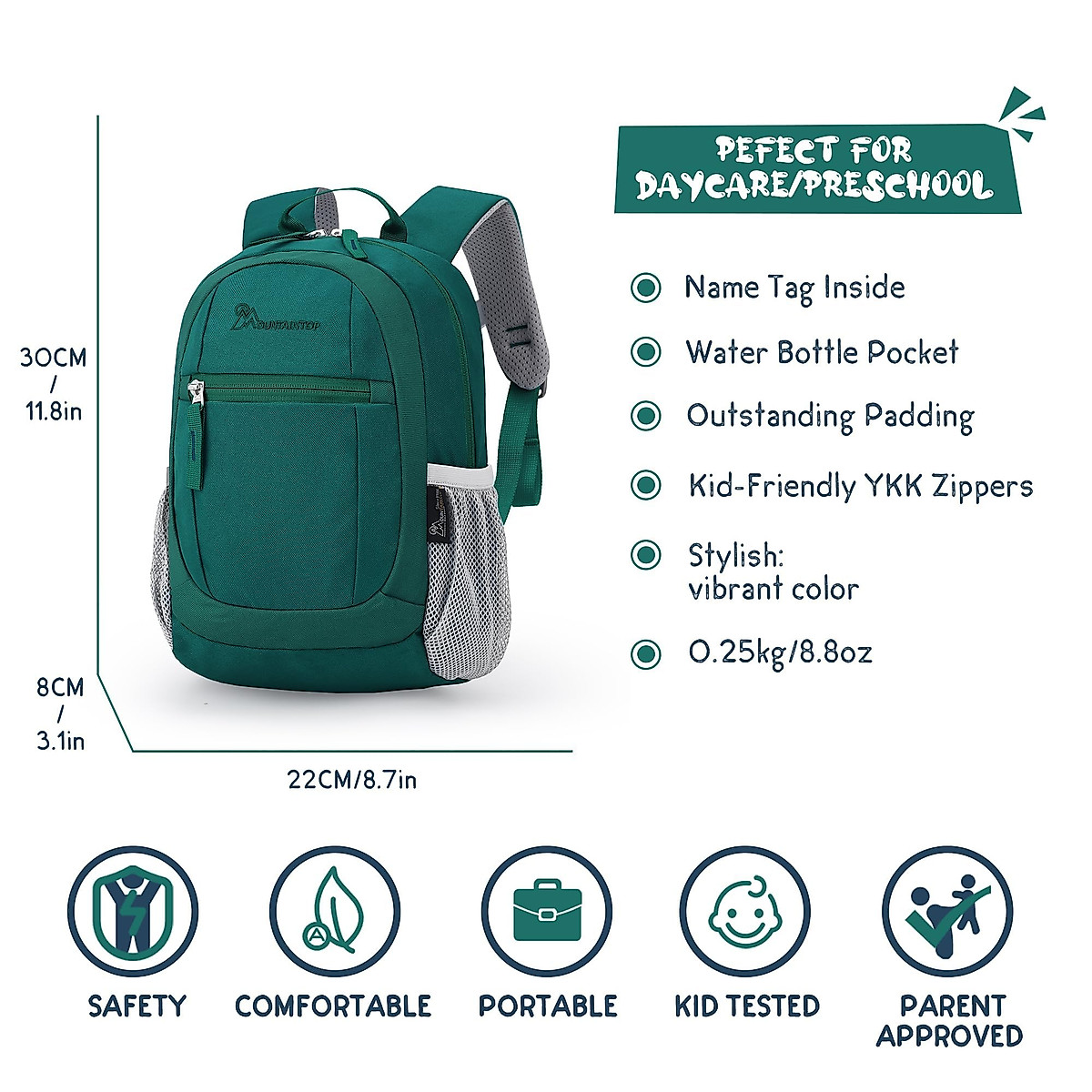 MOUNTAINTOP Kids Toddler Backpack for Boys Girls Preschool Kindergarten Bag