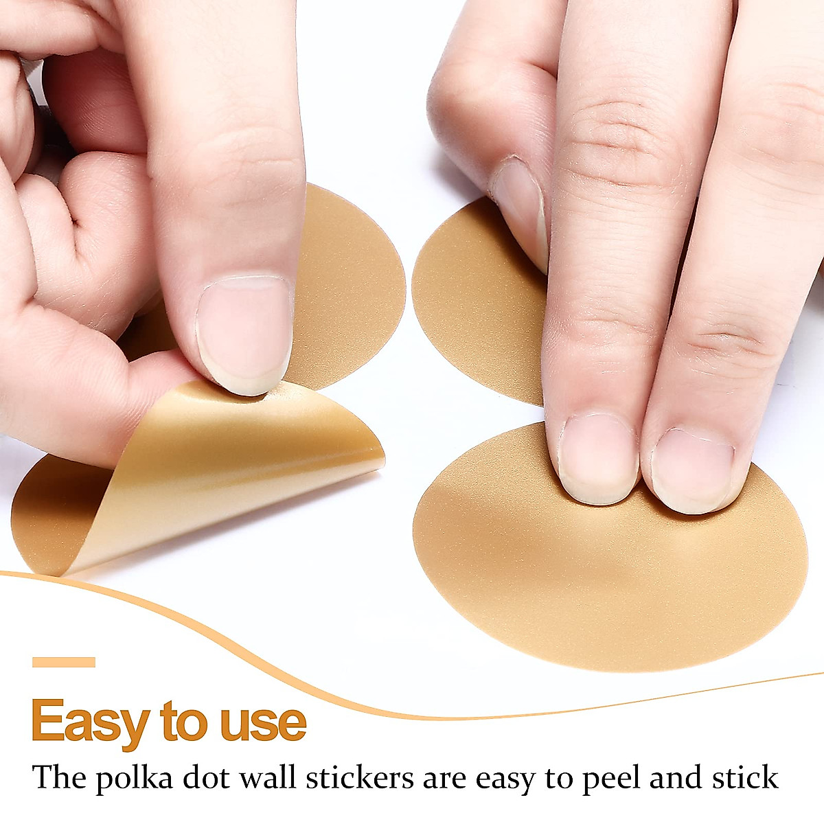 264 Pieces Polka Dot Wall Decals Dot Wall Stickers for Girls Bedroom Living Room Nursery Kids Bedroom Classroom Decor (Gold)