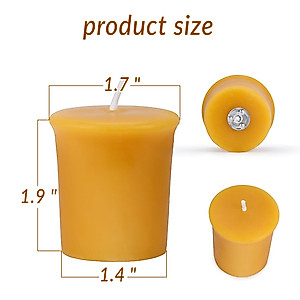 Aglary 4PCS Pure Beeswax Votive Candles, Unscented, Naturally Lightly Honey Scented, 12 Hours Burn Time Each (Raw)