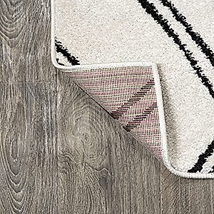 JONATHAN Y MOH401A-210 Deia Moroccan Style Diamond Shag Indoor Area-Rug, Bohemian, Contemporary, Shags Easy-Cleaning,Bedroom,Kitchen,Living Room,Non Shedding, White/Gray, 2 X 10