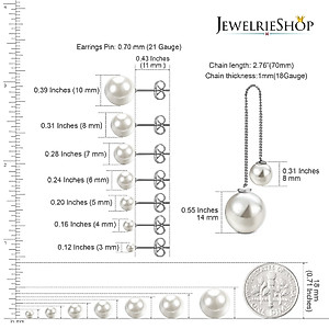 JewelrieShop Pearl Earrings Faux Pearl Stud Ball Earrings Hypoallergenic Pearl Drop Dangle for Women (7 Pairs Studs and 1 Pairs Dangle Earrings)