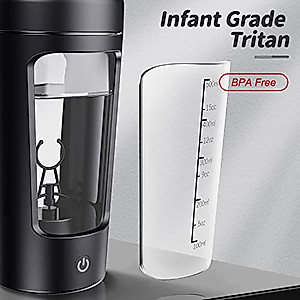 Electric Protein Shaker Bottle, Blender Bottles for Coffee Milk Chocolate Milkshakes | USB Rechargeable 1200mAh Battery | BPA-Free | Tritan Material | 22oz Cup | Supplement Storage Included