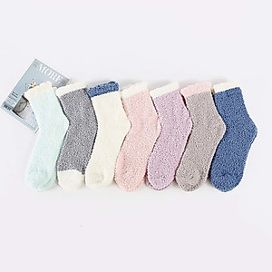 Zando Women's Fuzzy Socks Winter Warm Slipper Socks Super Soft Fluffy Socks Thick Microfiber Sleeping Sock Cozy Plush Socks for Girls 7/Patchwork One Size
