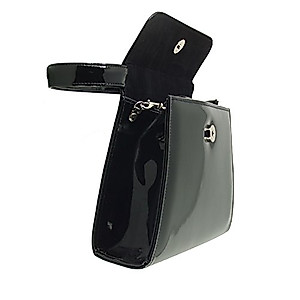 LONI Clutch Handbag Purse for Women | Shoulder & Top-Handle Grab Handbag | Nude Taupe Patent PU Leather Wedding Prom Evening