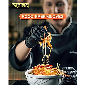 PACIFIC PPE Black Nitrile Disposable Gloves, 6 Mil, Food-Safe, Cooking & Cleaning, Powder-Free, Heavy-Duty, Textured Fingertips, 100 Count, L