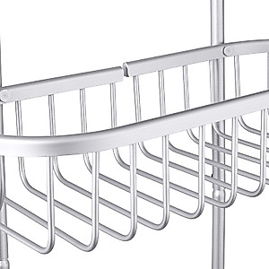 Dailyart Hanging Shower Caddy, Shower Head Caddy Hanging Storage Organizer over the Shower Head Aluminum Shampoo Holder with Extra Basket Hanging Shower Rack, Silver, 11.8" x 4.7" x 25"