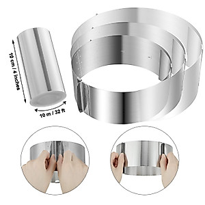 6-12 Inch Stainless Steel Adjustable Cake Mold Ring Mousse Baking Mould with Cake Collars, 4 x 394 Inch Clear Cake Strips, Transparent Cake Rolls, Mousse Cake Acetate Sheets for Cake Decorating