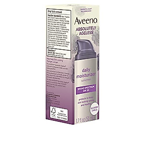 Aveeno Absolutely Ageless Daily Facial Moisturizer with Broad Spectrum SPF 30 Sunscreen, Antioxidant-Rich Blackberry Complex, Vitamins C & E, Hypoallergenic, Non-Comedogenic & Oil-Free, 1.7 fl. Oz