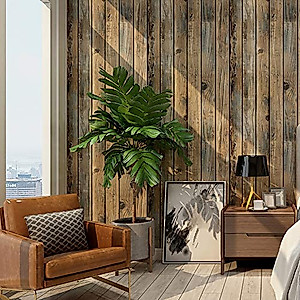 Distressed Wood Wallpaper Contact Paper 17.71In X 196In Self-Adhesive Vintage Wood Wallpaper Peel and Stick Reclaimed Wallpaper Vinyl Waterproof Removable Rustic Wood Wallpaper for Shelf