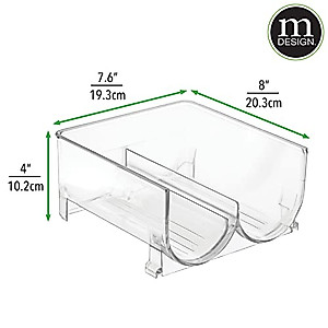 mDesign Plastic Stackable 2 Bottle Storage Holder Rack - Bottle Organizer for Home, Kitchen Countertop, Cabinet, and Pantry - Holds Water Bottles for Storage, Perfect for Tumbler Cup - 8 Pack - Clear