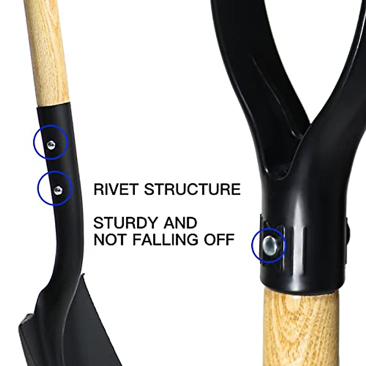 KOLEIYA Shovel,Shovels for Digging,Garden Spade,Shovels for Gardening,Round Shovel Digging,D Handel,41Inches,Matel+Wood