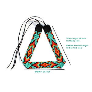 Weavish Beaded Hatband With Cuff Bracelet Native American Style Southwestern Cowboy Rode Handmade Head/Hat Band Collection (Turquoise)