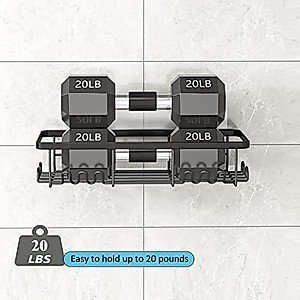 Shower Caddy Bathroom Organizer, Self Adhesive Shower Shelves with Soap Holder, Wall Mount Bathroom Shelf Storage, Bathroom Essential Accessories (Black 4 pack)