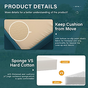 Patio Furniture 3 Piece Patio Set Patio Conversation Sets Outdoor Chairs and Glass Side Table Balcony Furniture with Non-Slip Cushions and Waterproof Covers, Peacock Blue