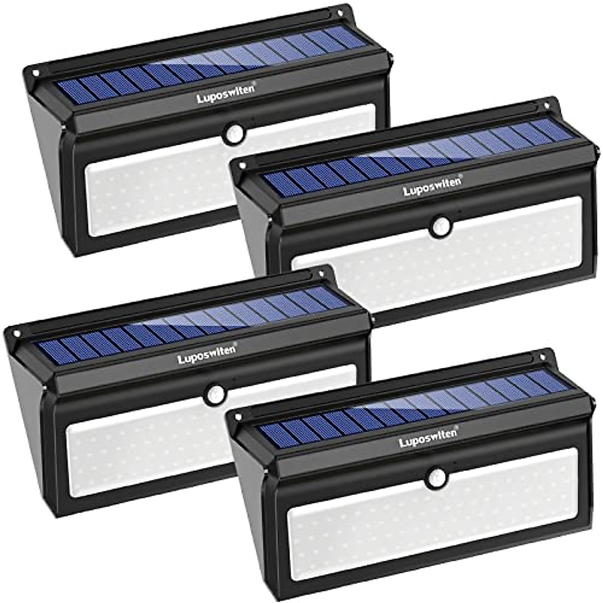 Luposwiten Solar Lights Outdoor Waterproof 100 LED Solar Powered Outdoor Lights, Motion Sensor Outdoor Lights for Front Door, Yard, Garage, Garden, Patio, Deck (4 Pack)