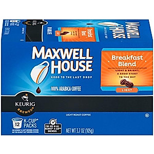 Maxwell House Breakfast Blend Ground Coffee, Light Roast K-Cup Pods 12 count (Pack of 1)