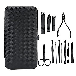 12pcs Manicure Set, Stainless Steel High Hardness Good Toughness Mens Grooming Kit, Easy to Carry Wear Resistance Pedicure Kit, for Nail File Polish